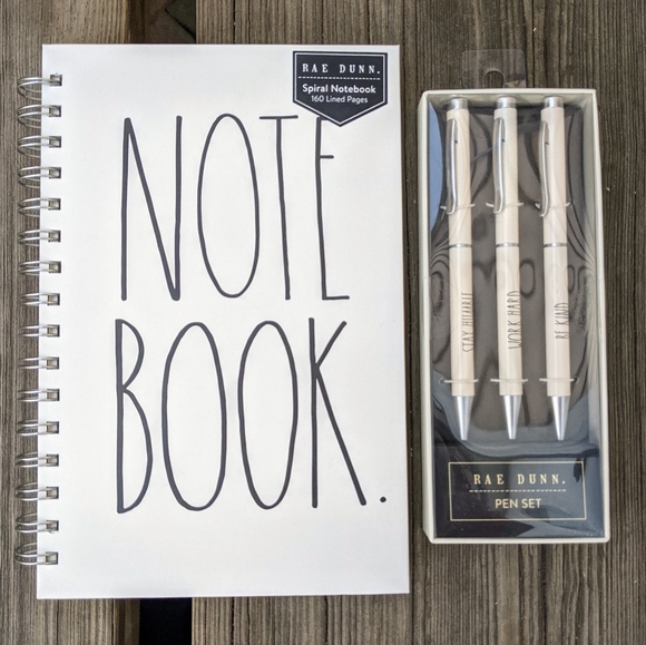 Rae Dunn | Office | Rae Dunn Notebook Spiral Notebook 3 Pens Set Nwt ...